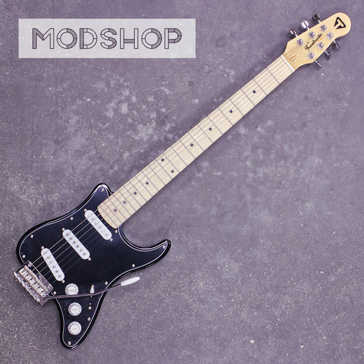 Travelcaster Deluxe Mod Shop (Gloss Black/ Maple Fretboard) – Traveler ...